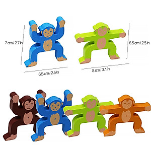 Toyssa Wooden Stacking Games Monkeys Interlock Toys Balancing Blocks Games Toddler Educational Toys for 3 4 5 6 Years Old Kids Infants Adults 16 Pieces