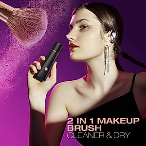 NICARE Makeup Brush Cleaner and Dryer Machine, Electric Cosmetic Automatic Brush Spinner with 8 Size Rubber Collars, Wash and Dry in Seconds, Deep Cosmetic Brush Spinner for Brushes