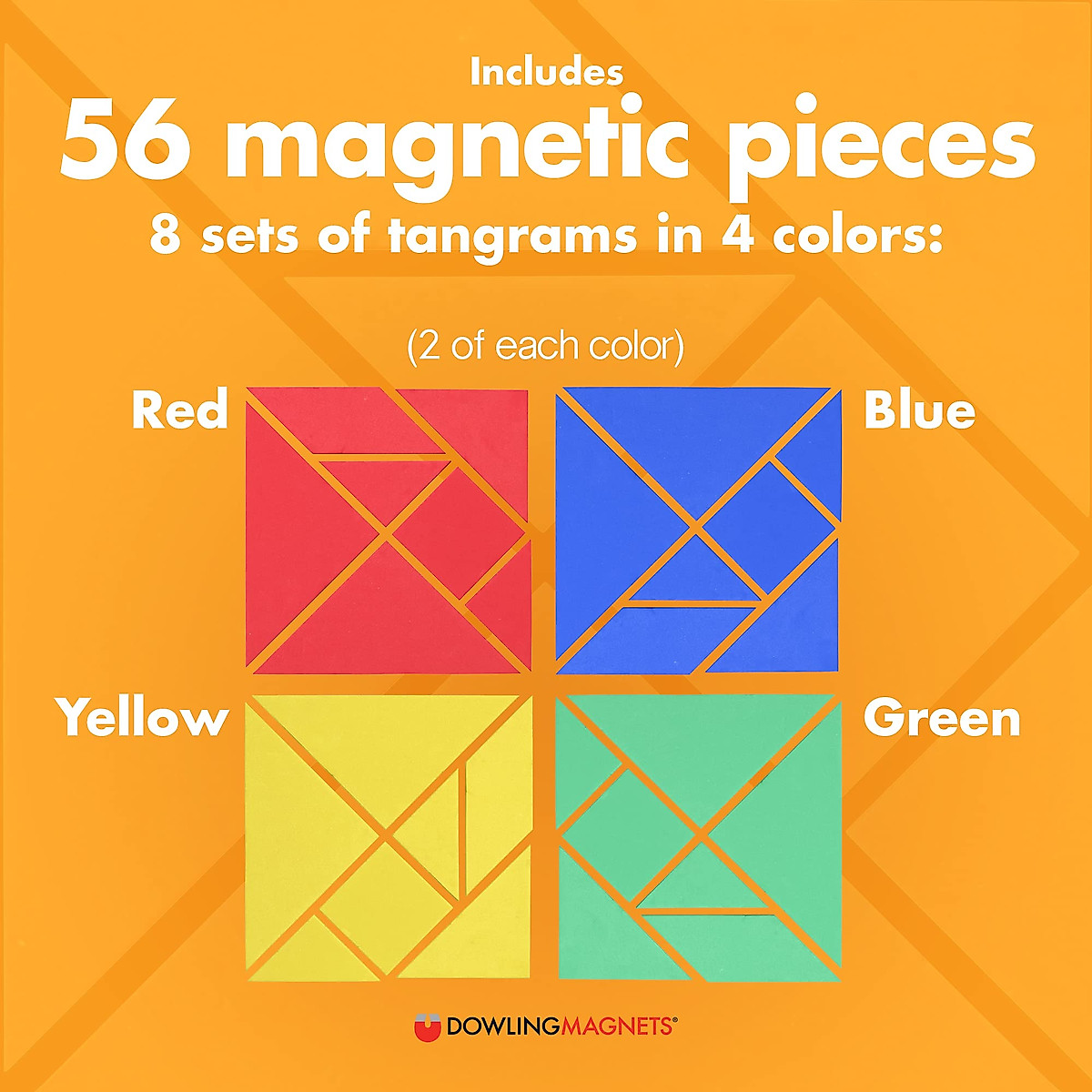 Dowling Magnets Foam Fun Magnet Tangrams, Set of 56