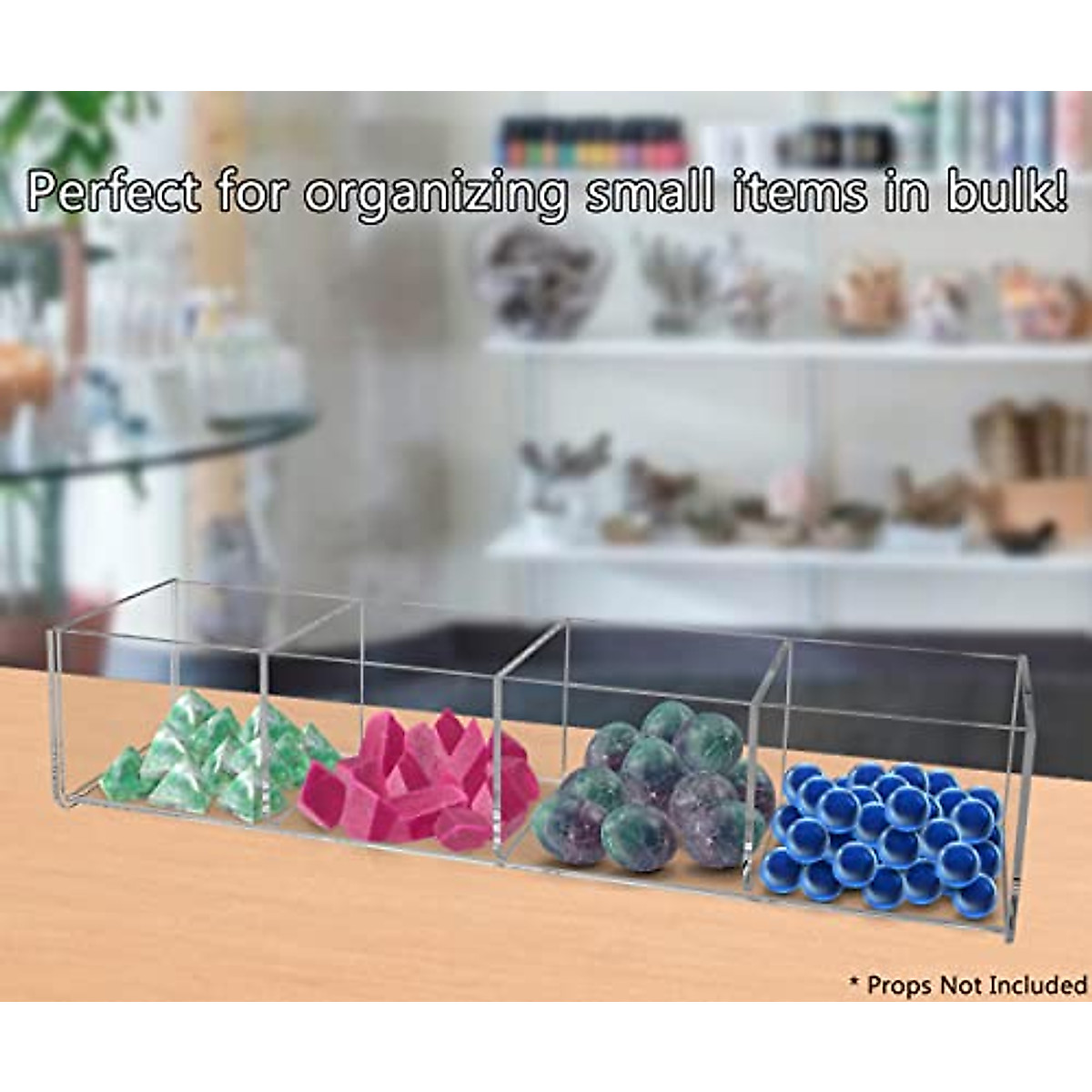 Acrylic Retail Tray Four Compartment 15.75" Wide x 4" Deep Clear Countertop Coffee Bar Snack Organizer Table Coffee Tea Bags Sugar Holder Condiment Station Organizer by Marketing Holders