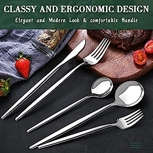 40-Piece Silverware Set for 8, CEKEE Stainless Steel Flatware Cutlery Set for Home Restaurant Hotel Apartment, Kitchen Utensils Set Included Knife Spoon and Fork Set- Mirror Polished & Dishwasher Safe