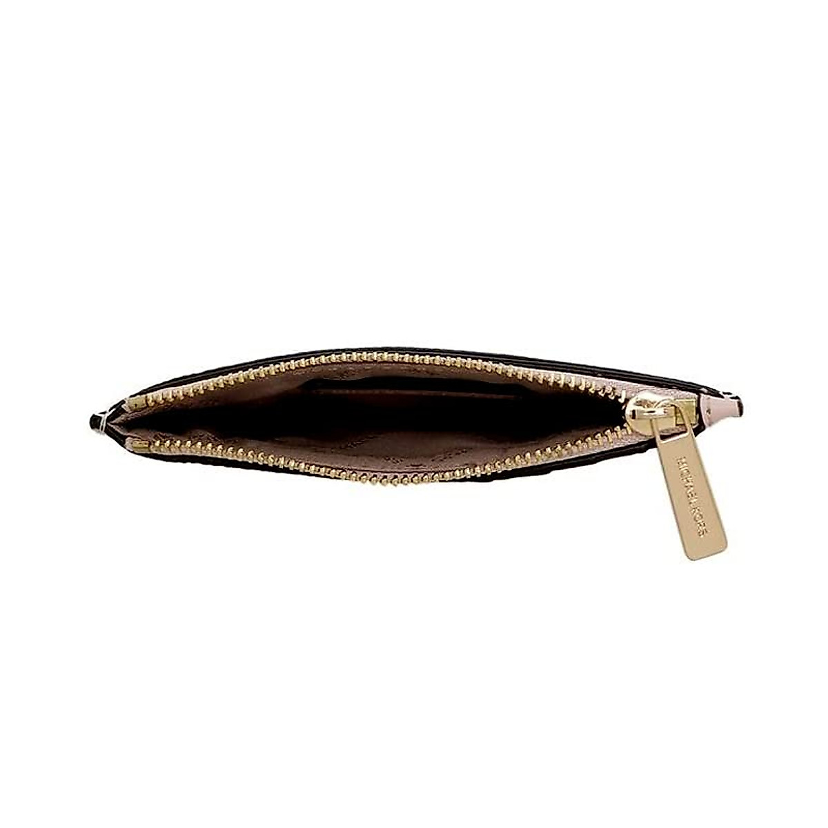 Michael Kors Jet Set Travel Top Zip Card Case Wallet Coin Pouch Powder Blush Multi Brown