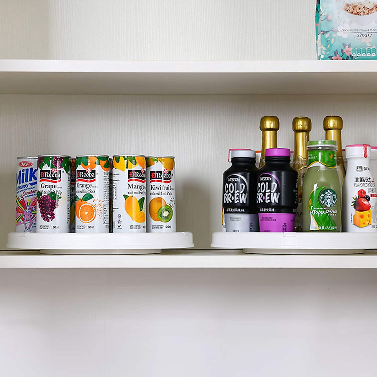 Bekith 2 Pack Non-Skid Pantry Cabinet Lazy Susan Turntable, 12-Inch Single Round Rotating Kitchen Spice Organizer for Cabinets, Pantry, Bathroom, Refrigerator, Gray