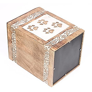 ARTISENIA Wooden Pet Memorial Keepsake Cremation Urns for Ashes Pet Urn Wood Keepsake Box Urns for Cat Dogs Ashes | Cat Memorials 7.5 X 5.5 Inch