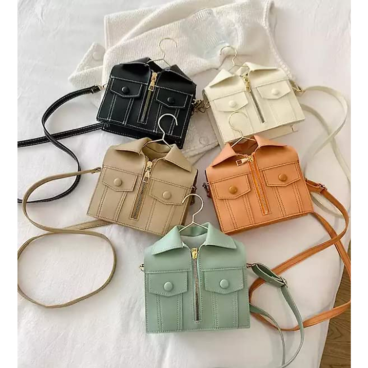 Unique Novelty Shirt Shaped Bags, Women Handbags, Ladies Fashion Chain Jacket Purse, New Crossbody Shoulder Bags for Girls (Khaki)