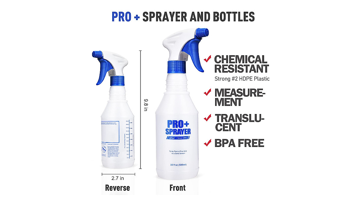 Adjustable Plastic Spray Bottles - 2 Pack 16 Oz