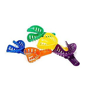 Dental Impression Trays 12PCS Multicolor Perforated Plastic Tray Upper & Lower for Adults and Child