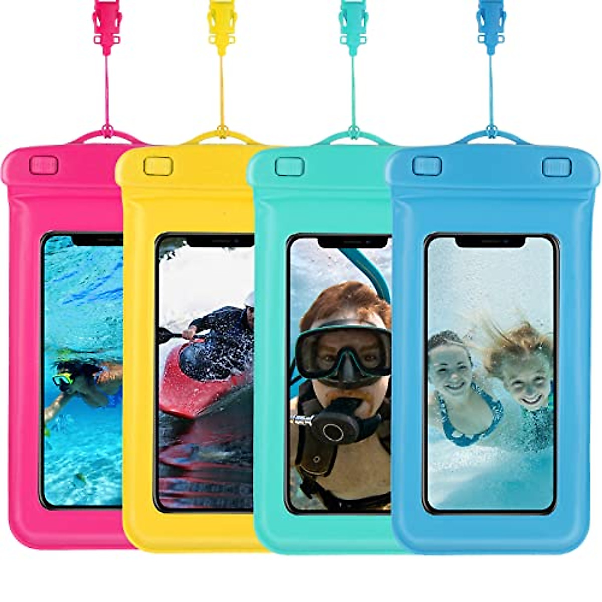 bsasurb 4 PCS/Pack Waterproof Phone Pouch, IPX8 Phone Waterproof Case Compatible for iPhone 13 Pro Max/12/11/XR/X,Galaxy S22/S21,Up to 8". Underwater Cell Phone Dry Bags for Vacation (4PCS/Pack)
