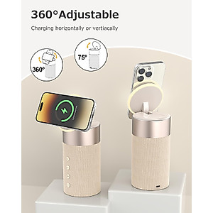 COLSUR Bluetooth Speaker with Night Light, Magnetic Wireless Charger, 2 in 1 Wireless Charging Station for iPhone 14/13/12 Series, AirPods Pro/3/2（Gift Ideal）