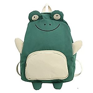 KOWVOWZ Kawaii Frog Large Novelty Backpack Girl Boy Teen Cute Fuuny Panda Animal High School Backpack Laptop Waterproof Bookbag (Frog)