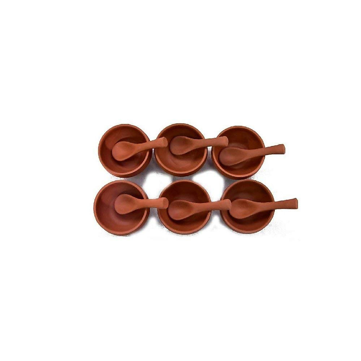 Odishabazaar Bowl Set Handcrafted Terracotta Pottery Clay Soup Bowls Set (Large, Brown)