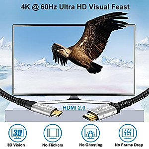 USB C to HDMI Cable 4K 60Hz 16.5ft USB Type C to HDMI Cable Adapter for MacBook Pro/Air 2021,iPad Pro 2021, Surface Pro, Samsung Galaxy S20, Dell XPS, [Thunderbolt 3/4 Compatible]