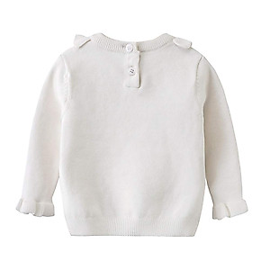 Pullover Sweater for Girls Baby Toddler Knit Crewneck Sweater Sweatshirt Winter Clothes Tops Outfits White