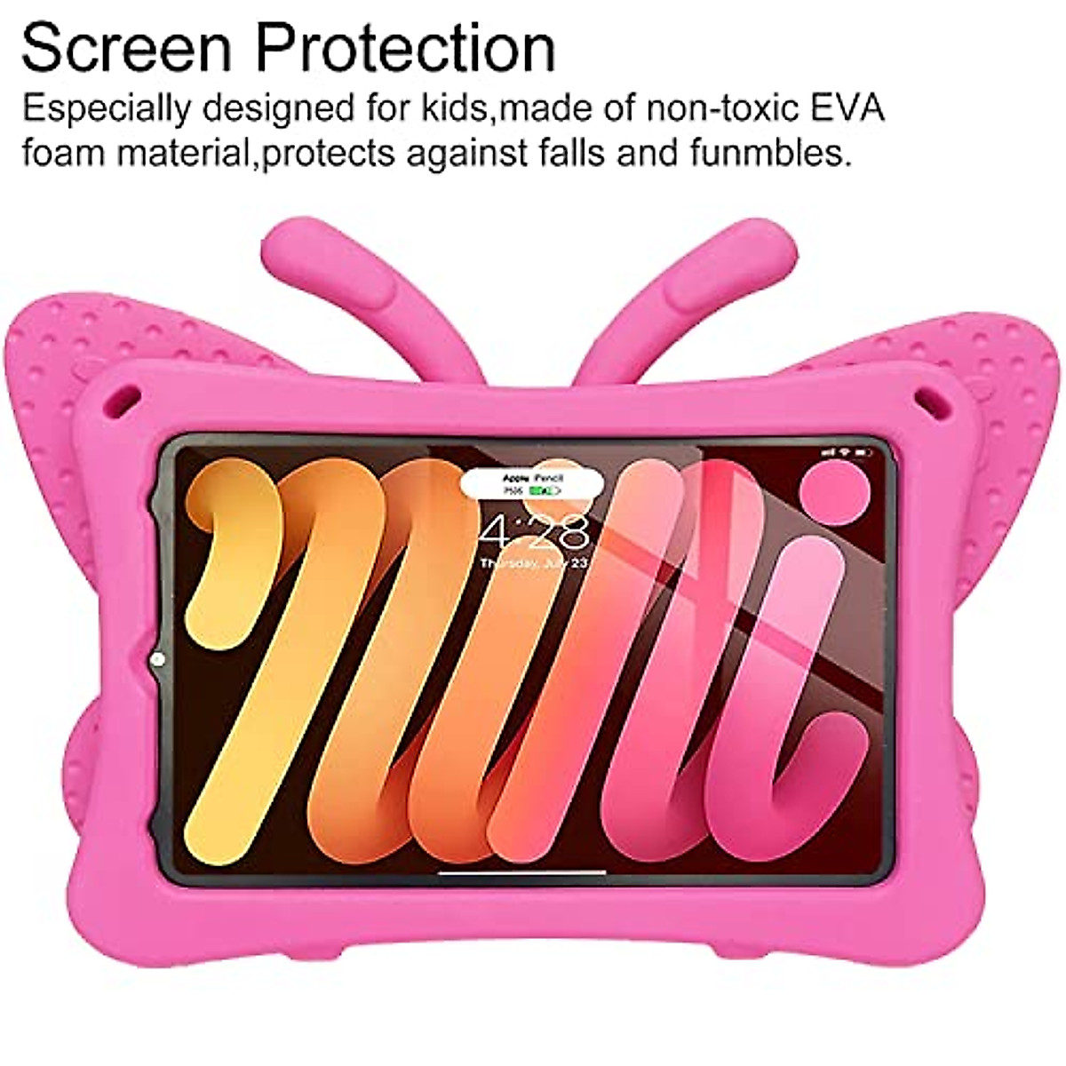 iPad Mini 6 Case - iPad Mini 6th Generation Case for Kids, 3D Cartoon Butterfly Non-Toxic EVA Light Weight Proof Shockproof Case with Kickstand for iPad Mini 6th Gen 8.3 inch 2021 Case for Boys (Rose)