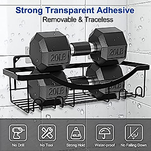 FANTINEE 4 Pack Shower Shelf for Inside Shower,Shower Caddy Basket Shelf with Soap Holder and Toothbrush Holder,Shower Wall Shelves for Bathroom Shower Storage Organizer Black