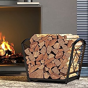Fire Beauty Firewood Log Rack, Iron Wood Lumber Storage Holder for Fireplace, Heavy Duty Log Storage Bin for Firepit Stove Accessories