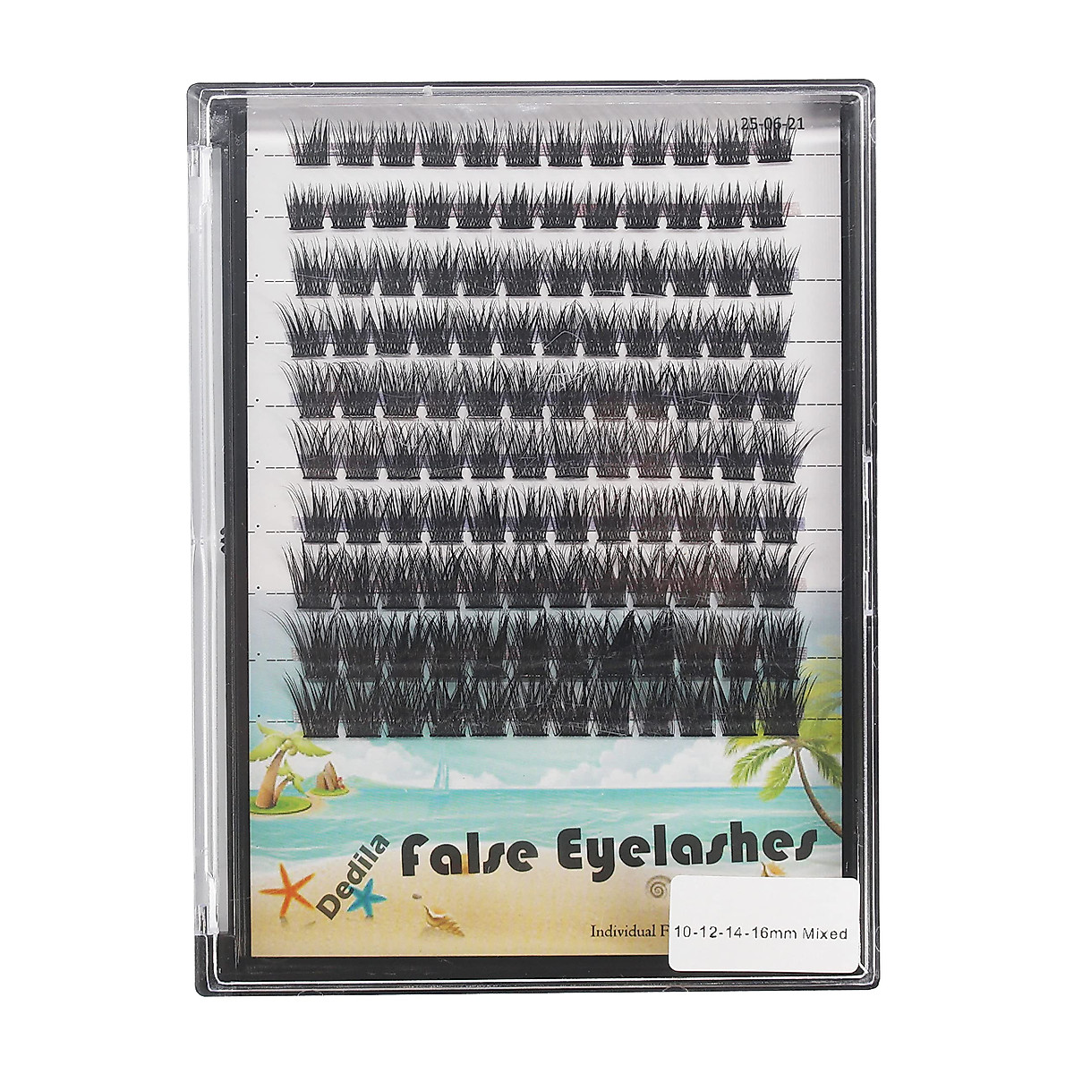 Dedila Large Tray -Wide Stem Mixed 10-12-14-16mm/12-14-16mm/14-16-18mm Cluster Eyelashes Home DIY Lashes Extensions D Curl Thickness 0.07mm Individual False Eyelashes (Mixed 10-12-14-16mm)