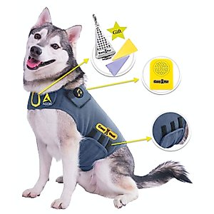 CozyVest® Dog Anxiety Vest 3-in-1 Music & Aromatherapy Shirt, Relaxing Sound & Essential Oils Jacket, Fireworks Thunder Separation & Thunderstorm Canine Stress Relief Coat (Gray, Large [41-64 Lbs])