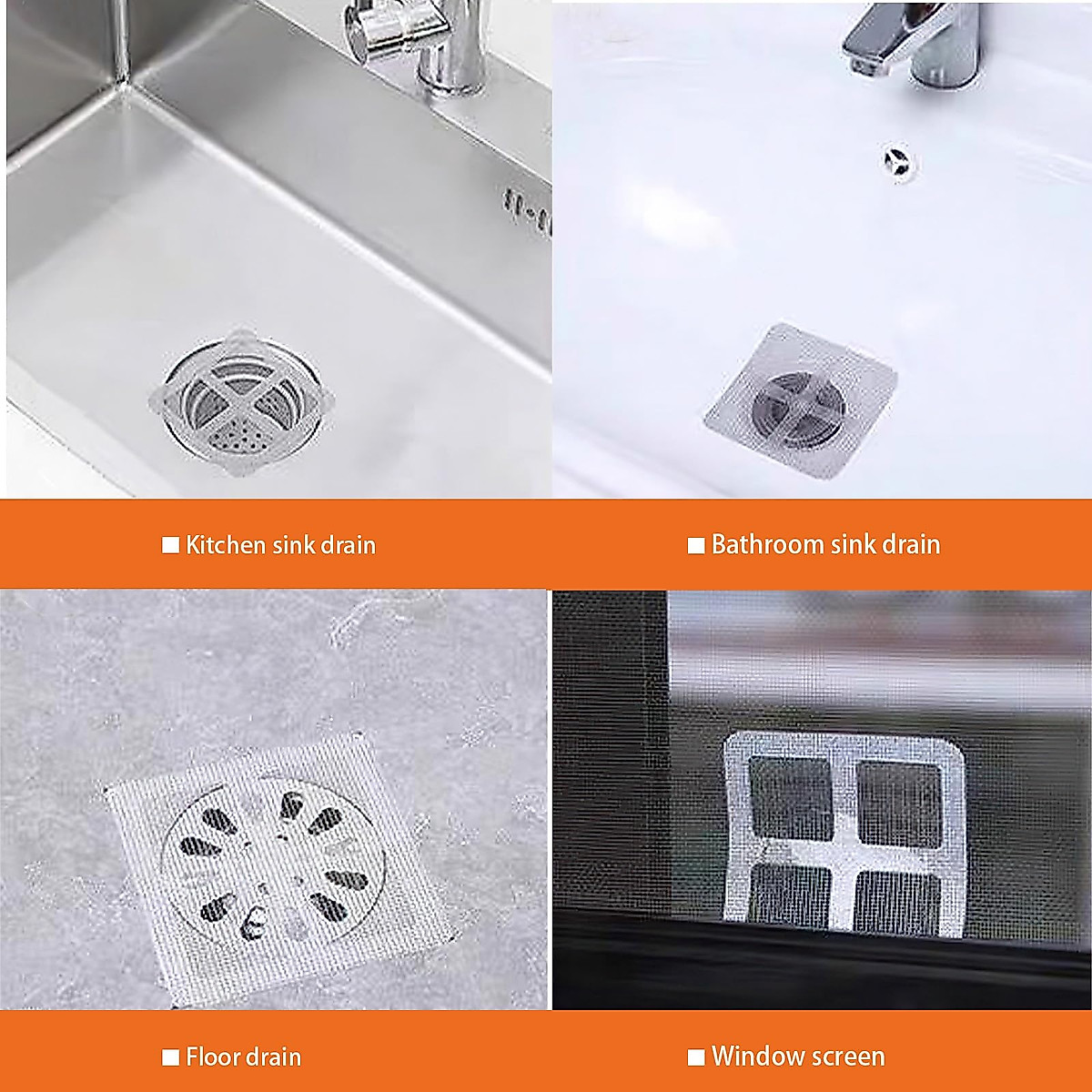 30 PCS Pack, Drain Hair Catcher, Disposable Kitchen Sink Drain Strainer, Disposable Shower Drain Hair Catcher, Bathroom Sink Stopper, Bathtub Drain Stopper, Window Screen Repair Tape