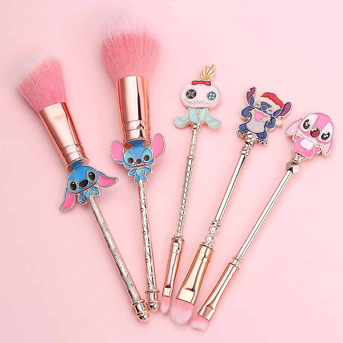 Interstellar Baby Makeup Brushes Set, 5Pcs Creative Stitch Theme Cosmetic Makeup Brush, Premium Synthetic Foundation Eyeshades Brush Sets Best Gifts for Teen Girls Women