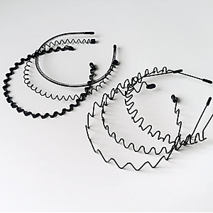 KELUBATU Metal Headbands for Men Fashion Headbands for Women, Unisex Wavy Headbands Outdoor Sports Headbands Simple Elastic Non-Slip Hair Accessories (6 Pack)