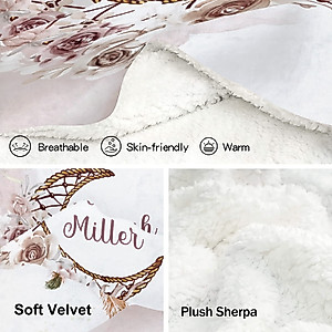 Tribal Moon Dream Catcher Brown Personalized Baby Blanket for Girl Boy Soft Warm Newborn Throw Naps Swaddle Custom Blanket 30X40 in