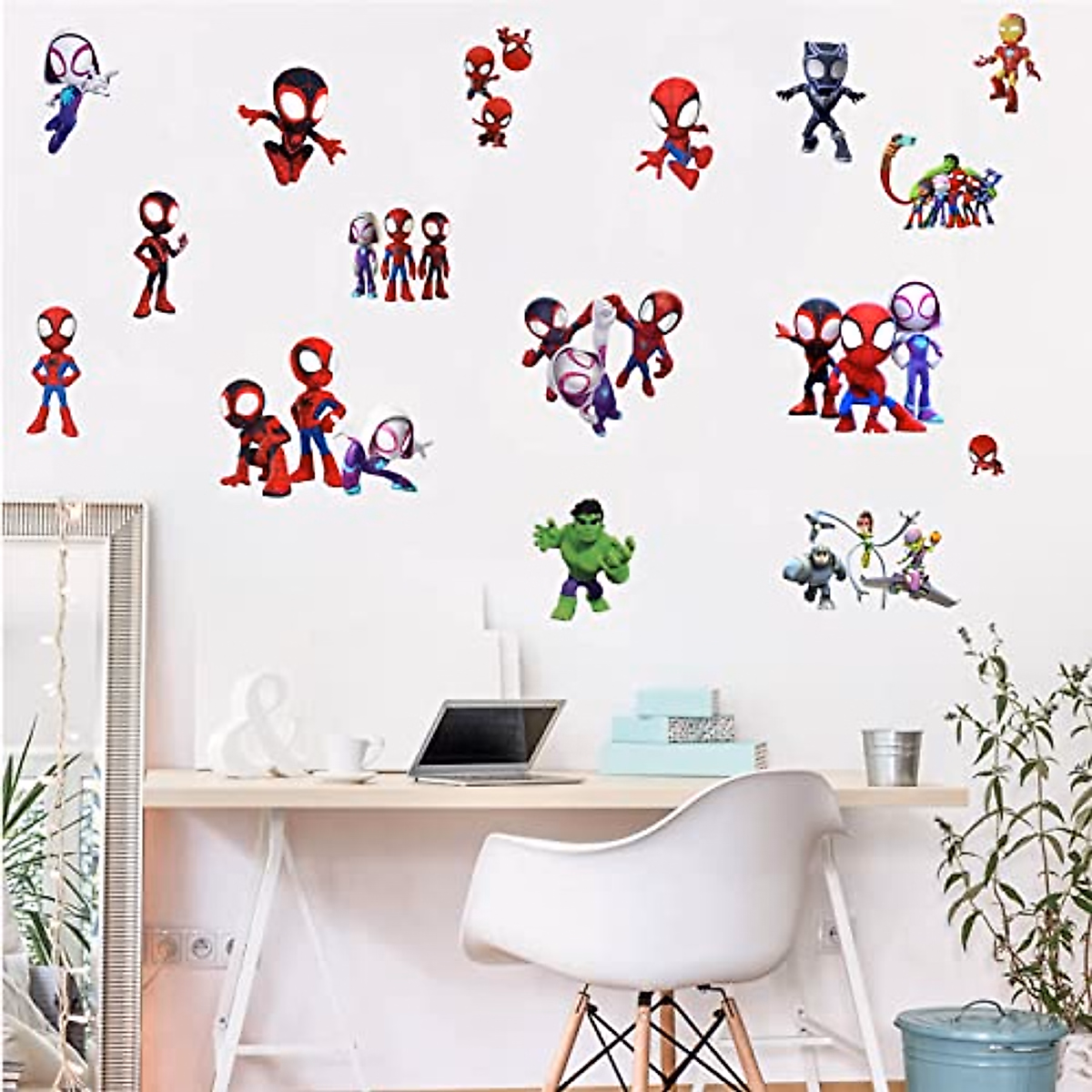 Spiderman and His Amazing Friends Wall Decals Stickers Peel and Stick Cartoon Wall Decals for Boys Room Removable Wall Art Mural Decor for Baby Girls Kids Nursery Bedroom