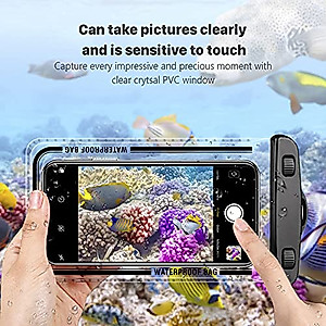 Nothers Clear Universal Waterproof Cellphone Pouch Case,Phone Dry Bag, Lanyard, iPhone 13 12 Pro 11 Pro Max XS XR X 8 7 6SGalaxy S21 20Ultra S10 Note10 9,Up 7.5,2 Pack（Blue+Black）, 21*11.5*1.3cm