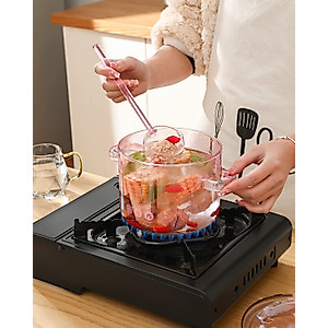 Glass Soup Ladle, Pink, Glass Ladle, Glass Spoon, Soup Ladles for Serving, Ladel, Heat Resistant, Easy Cleaning, Borosilicate Glass Material