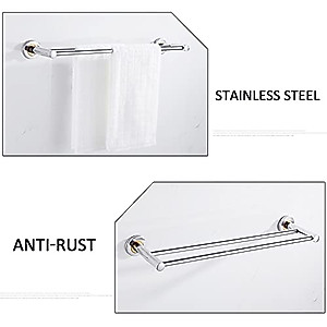 YDYFC European Double Towel Bar Rail, Polished Silver Finish, Wall Mounted Stainless Steel Round Base Towel Holder Rack for Bathroom Hardware and Kitchen, Gold+Silver, 40cm/50cm/60cm/80cm