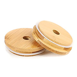 LIGHTAOTAO 3Pcs wooden lid bamboo sealing lids drinking jars lids beer can lids bamboo mason jar lids glass jars lids wide mouth glass jars bottle lid with hole glass bottle drinks Silica gel