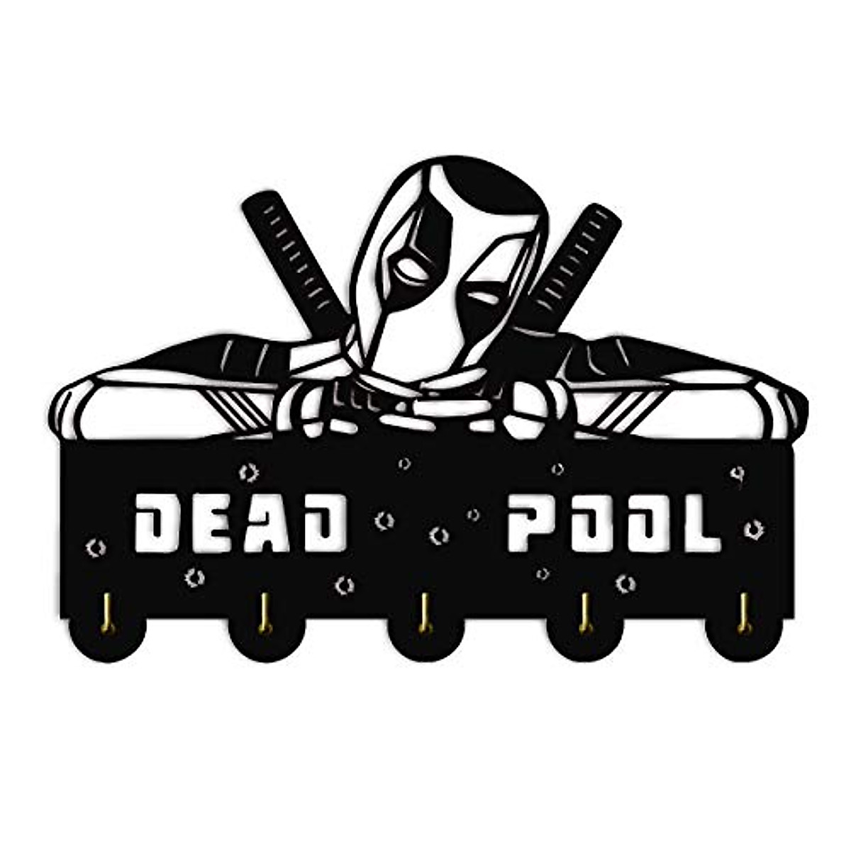 YSdesign Deadpool Key Hooks-Marvel Super Hero Wall Hooks Heavy Duty 20LB(Max),Wade Winston Wilson Wall Décor,Wood Coat Hooks, Key Holder,Key Hanger for Wall、Entryway and Kitchen