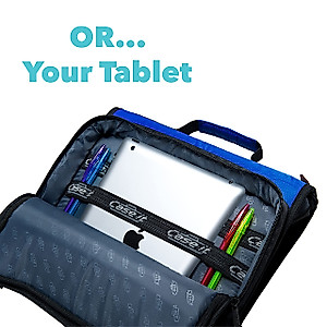 Case-it The Universal Zipper Binder - 2 Inch O-Rings - Padded Pocket that holds up to 13 Inch Laptop/Tablet - Multiple Pockets - 400 Page Capacity - Comes with Shoulder Strap - Red LT-007