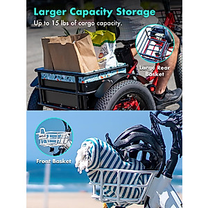 Emojo Electric Tricycle/Fat Tire Caddy Pro Trike, 500W 48V Hybrid Bicycle with Hydraulic Brake, Oversize Rear Cargo and Front Basket for Heavy-Duty Carrying or Delivery (Grey Caddy Pro)