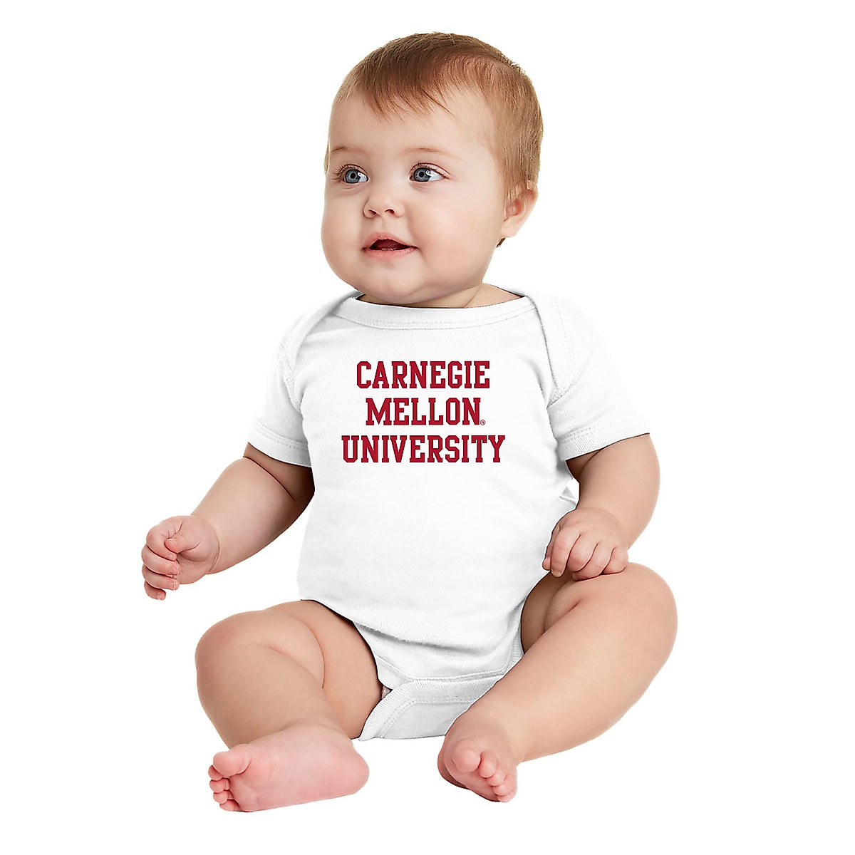 UGP Campus Apparel YC01 - Carnegie Mellon Tartans Basic Block Creeper - 18 Months - White
