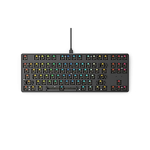 Glorious Custom Gaming Keyboard - GMMK 85% Percent TKL Barebone - USB C Wired Mechanical Keyboard Kit - RGB Hot Swappable Switches & Keycaps - Black Metal Top Plate