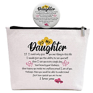 Daughter Gift from Mom, Daughter Birthday Gift Makeup Bag -To My Daughter Gifts