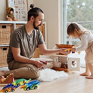 FFTROC Dinosaur Toys for Kids 3-5 Pull Back Cars 6 Pack - Monster Trucks Toys for 3 4 5 Year Old Boys Toys Birthday