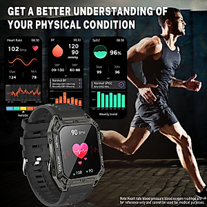 FILIEKEU Military Smart Watch Men 1.91”HD Big Screen Rugged Bluetooth Call Outdoor Waterproof Smart Watch Man Tactical Sports Fitness Tracker Black Stainless Steel Smartwatches for Android iOS