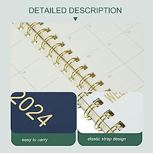 MAGICLULU 2024 Daily Planner One Page Per Day Monthly Agenda Planner Spiral Yearly Schedule Notepad Work Planning Notebook for Home Office Supplies Blue