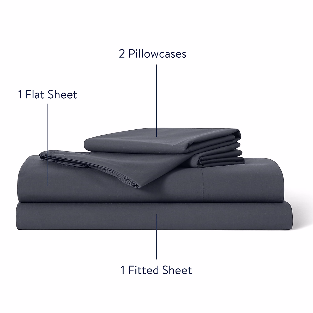 Brooklinen Luxury Percale Core Sheet Set, Full Size in Graphite - Fitted Sheet, Flat Sheet, 2 Pillowcases | Best Sheets