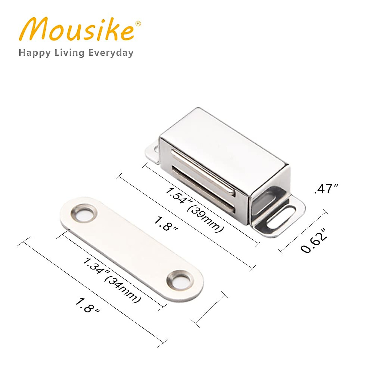 Mousike Cabinet Magnets Magnetic Door Catch Stainless Steel Door Magnet for Kitchen Bathroom Cupboard Wardrobe Closet Closures Cabinet Door Drawer Latch 20 lbs(10Pack)