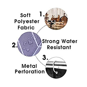 Camille&Andrew 4PCS Horse Shower Curtain Set, Cow Cattle Sheep Hen Farm Animal Brown Barn Western Country Rustic Farmhouse Bathroom Decor Waterproof Fabric Shower Curtain, Non-slip Bath Mat Toilet Rug