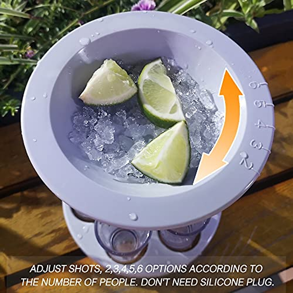 DHDH Sunny 6 Shot Glass dispenser holder,Adjustable Liquid Dispenser,Adjustable shots,6 Acrylic Cups Colorful,Cocktail Dispenser, Suitable for parties,grey