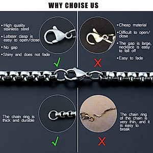 SANNYRA 2mm 16 To 38In Stainless Steel Rolo Chain Necklace Crude Chain Necklace for Men Women Jewelry