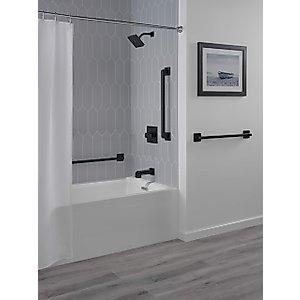 Delta Faucet 41924-BL Modern Angular Concealed Screw ADA-Compliant Decorative Grab Bar, 24 in x 1-1/4 in, Flat Black