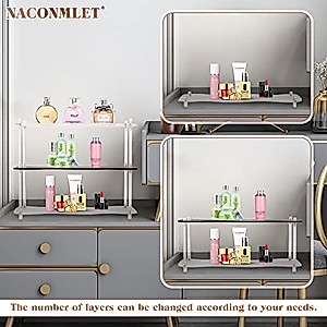 Naconmlet Bathroom Countertop Organizer - Space-Saving Shelf, Acrylic Storage Rack for Bathroom Essentials, Makeup,- Modern Bathroom Organizer with 3 Tiers