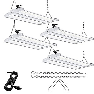 HYPERLITE 4 Pack 1.7ft High Bay Light 210W 28350LM, Linear High Bay Lights 1-10V Dimmer, US Plug 5000K High Bay Shop Light (Large Area Illumination) for Warehouse Garages, Workshop