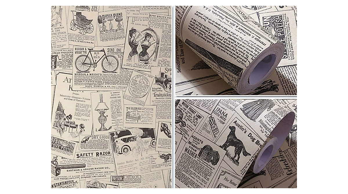 Amao Vintage Newspaper Decorative Contact Paper - Stylish Home Décor