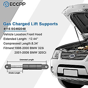 ECCPP 2pcs Front Hood Lift Supports Struts Rods Shocks for BMW 323Ci 323i 325Ci 325i 325xi 328Ci 328i 330Ci 330i 330xi 1998 1999 2000 2001 2002 2003 2004 2005 2006